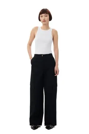 GANNI Herringbone Mid Waist Trousers