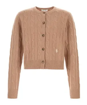 SPORTY  RICH Sporty Rich Logo Embroidered Crewneck Cardigan