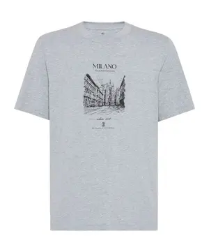Brunello Cucinelli Graphic Printed Crewneck T-shirt - Grey