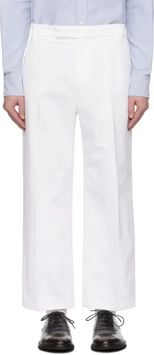 Thom Browne Pressed Crease Tapered Leg Chinos - White