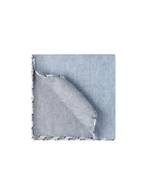 Brunello Cucinelli Striped Border Pocket Square Scarf - Slate Grey