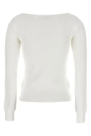Alexander McQueen Long Sleeve Square Neck Knitted Top - White