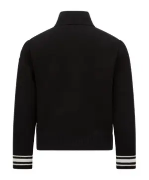Moncler Zip-up Hooded Padded Jacket With Striped Cuffs