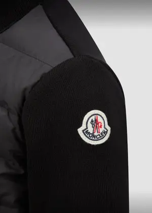 Moncler Zip-up Hooded Padded Jacket With Striped Cuffs