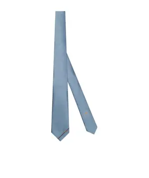 Gucci Silk Tie With Horsebit Jacquard - Light Blue