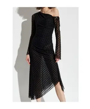 MISBHV Logo-flocked Asymmetrical Midi Dress