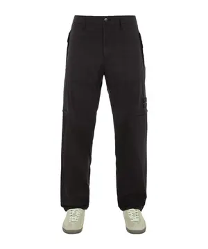 Stone Island Straight-leg Cotton Trousers - Black