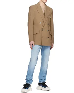 Balmain Straight Cut Jeans In Light Wash Denim - Blue