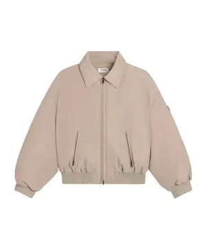 Celine Puffer Jacket In Nylon With Logo Patches - Light Brown