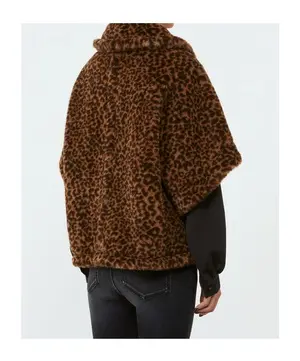 Max Mara Leopard-pattern Fur Jacket With Half Sleeves - Brown