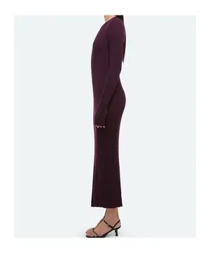 Helmut Lang Ribbed Knit Long Sleeve Open Back Dress