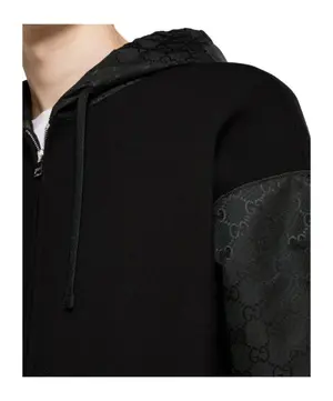 Gucci Jersey Wool Zip Jacket With Gg Nylon Inserts