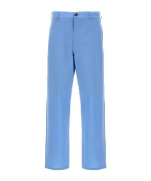 Marni Tailored Trousers With Logo Embroidery - Light Blue