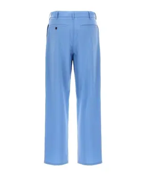 Marni Tailored Trousers With Logo Embroidery - Light Blue