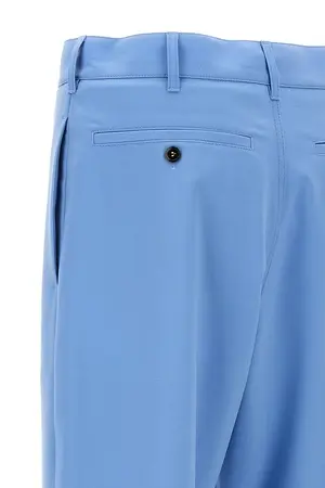 Marni Tailored Trousers With Logo Embroidery - Light Blue