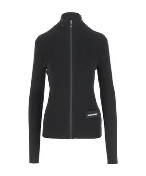 JIL SANDER Zip-up Ribbed-knit Cardigan