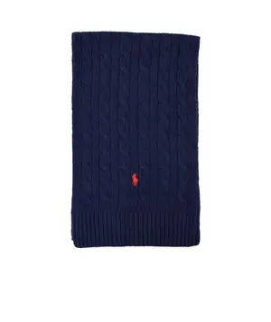 Polo Ralph Lauren Logo-embroidered Cable-knit Scarf - Black