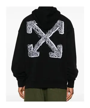 Off-White Logo Printed Drawstring Hoodie - Black