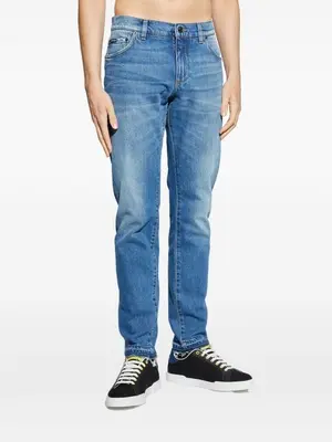 Dolce & Gabbana Slim Fit Jeans With Logo Plaque