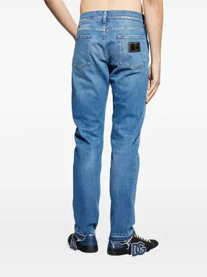 Dolce & Gabbana Slim Fit Jeans With Logo Plaque