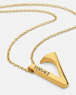 Versace Logo-engraved V-shaped Necklace