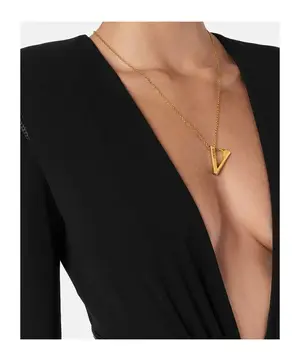 Versace Logo-engraved V-shaped Necklace