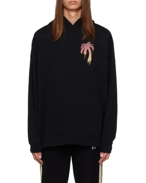 Palm Angels Palm Tree Printed Hoodie - Black