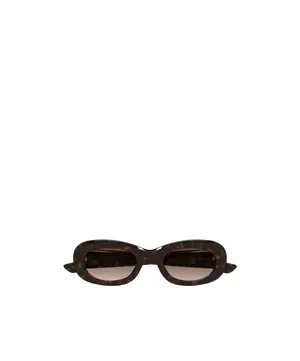 Alexander McQueen Tortoiseshell Oval Frame Sunglasses - Black