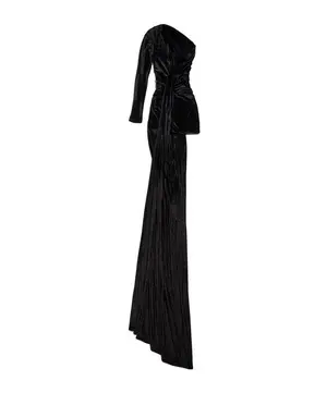Balenciaga Velvet Asymmetric Draped Dress
