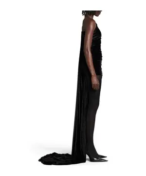 Balenciaga Velvet Asymmetric Draped Dress