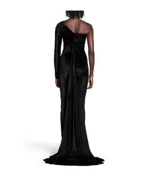 Balenciaga Velvet Asymmetric Draped Dress