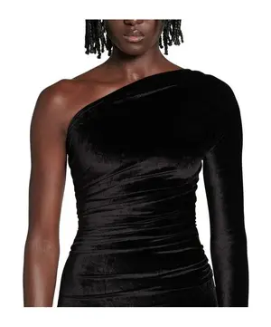 Balenciaga Velvet Asymmetric Draped Dress