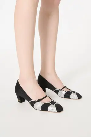Valentino Garavani Embellished Almond Toe Pumps - Black/silver