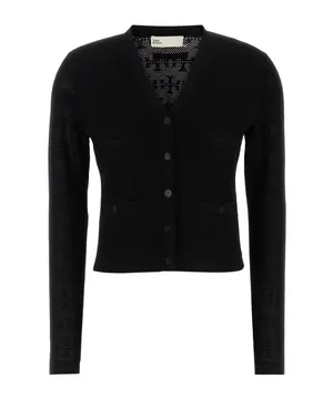 Tory Burch T Monogram Jacquard Cardigan - Black