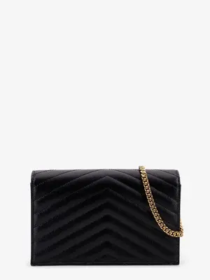 Saint Laurent Cassandre Envelope Chain Wallet - Black