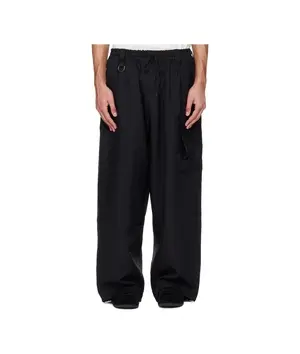 Y3 Drawstring Wide Leg Cargo Trousers