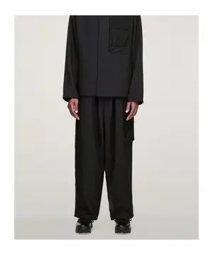 Y3 Drawstring Wide Leg Cargo Trousers