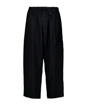 Y3 Drawstring Wide Leg Cargo Trousers - Black