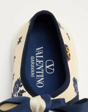 Valentino Garavani Ballerina Sneakers With Floral Print And Bow Detailing