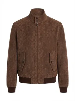 Gucci Embossed Gg Suede Bomber Jacket