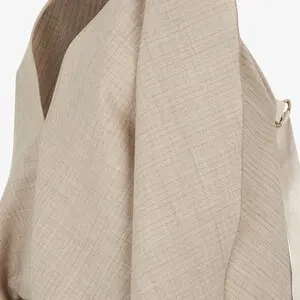 Fendi Draped Cape Detailed Backless Dress In Pin-striped Wool Flannel