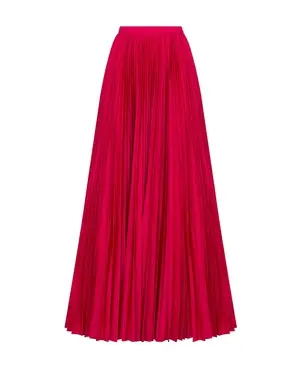 Dior Pleated Maxi Skirt - Red