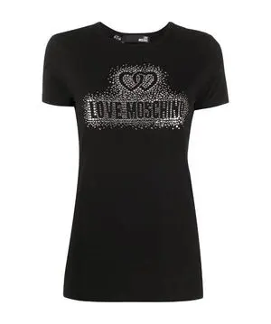 Moschino Rhinestone Logo T-shirt - Black