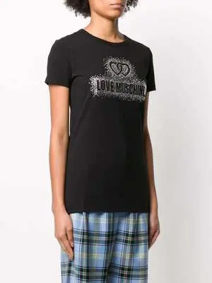 Moschino Rhinestone Logo T-shirt - Black