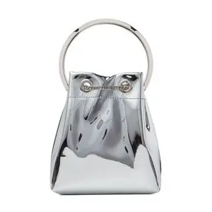 JIMMY CHOO Logo Plaque Tassel Detailed Top Handle Bag - Silver
