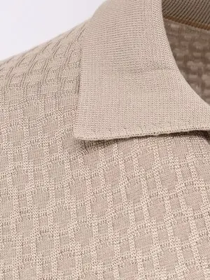 Hugo Boss Textured Knit Polo Sweater - Nude
