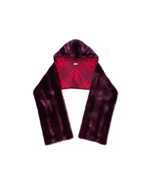 Burberry Faux-fur Hooded Wraparound Scarf - Black