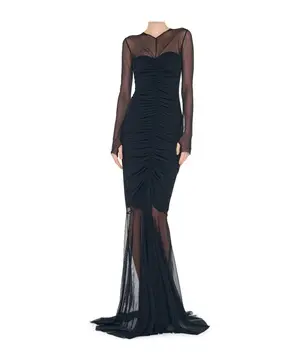 Norma Kamali Shirred Fishtail Gown