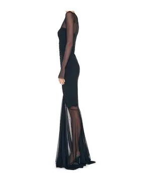 Norma Kamali Shirred Fishtail Gown