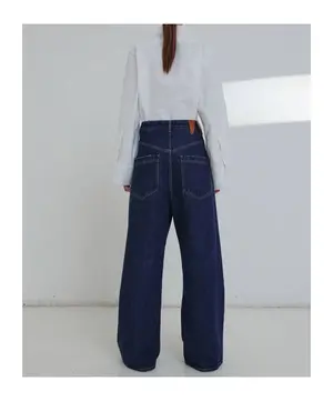DARKPARK Ines Fold-over Wide-leg Jeans - Blue